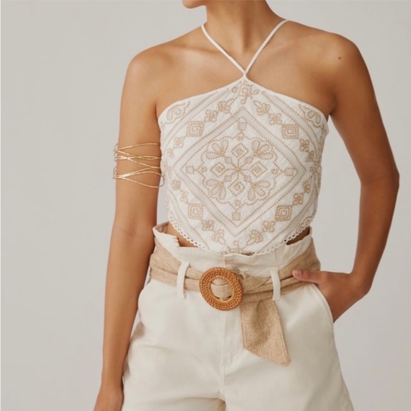 Anthropologie | Tops | Anthropologie Bare Embroidered Halter Top Size 2 ...